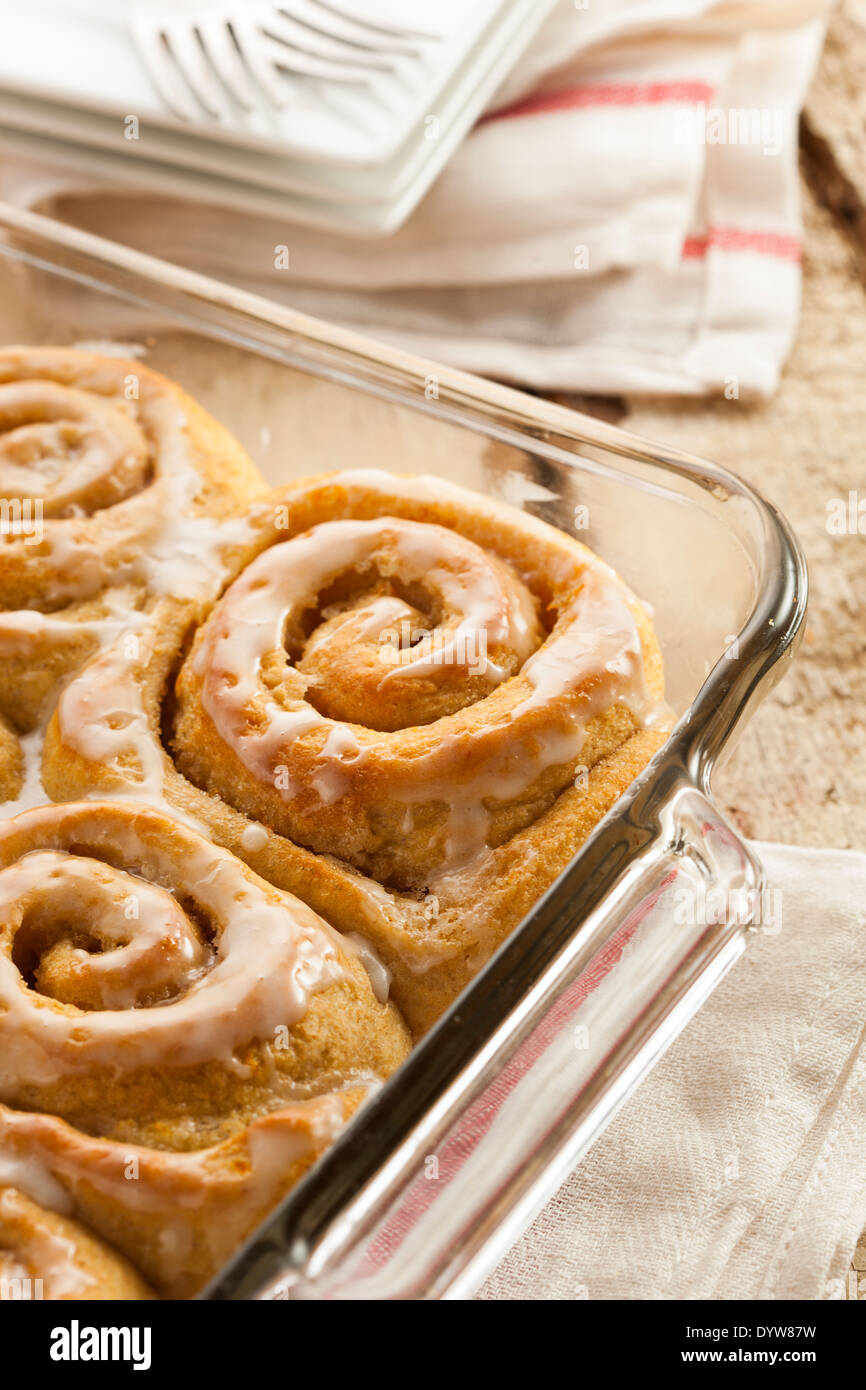 Homemade Cinnamon Roll Sticky Buns with Icing Stock Photo - Alamy