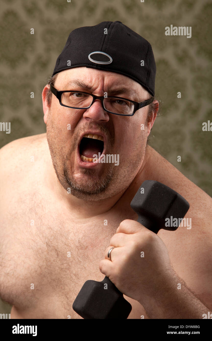 Overweight male exercises to get fit and healthy Stock Photo - Alamy