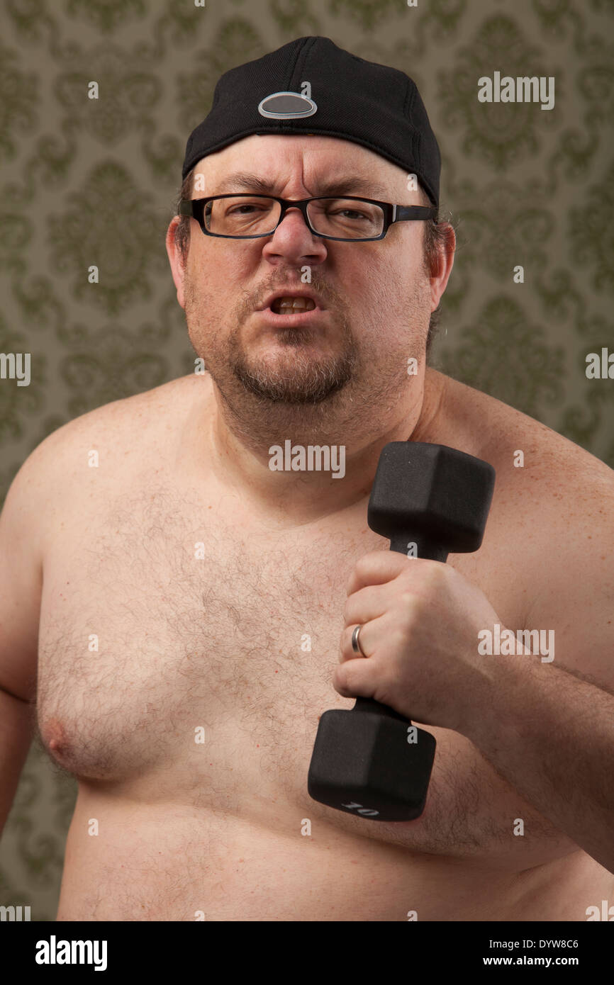 Overweight male exercises to get fit and healthy Stock Photo - Alamy