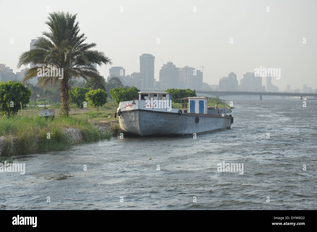 A barge on the River Nile at the southern end of Cairo. Photograph by ...
