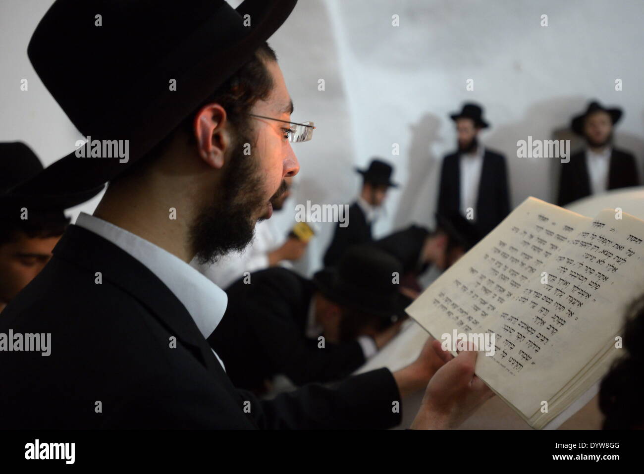 Ultra-Orthodox Jews pray inside the tomb of Nun, the father of the ...