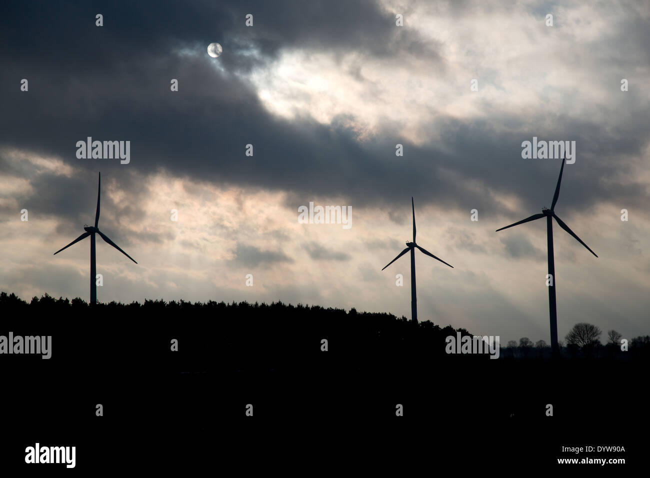 Heidenau, Germany, wind power wheels with a dark sky Stock Photo - Alamy