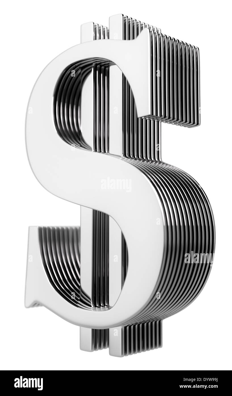 multilayer golden and silver dollar sign isolated on white Stock Photo ...
