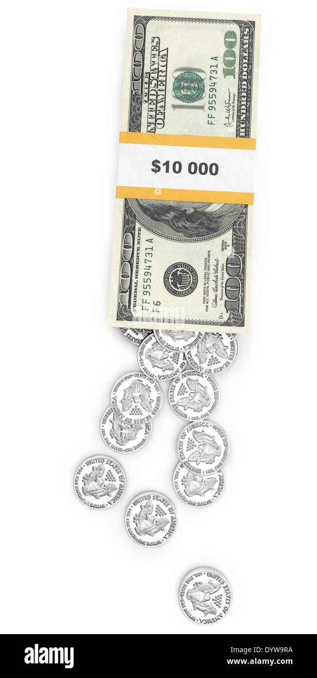 usa money top view on white isolated background Stock Photo - Alamy