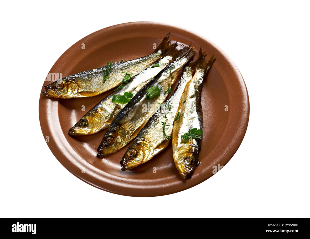 Smoked herring -home-style. closeup Stock Photo - Alamy