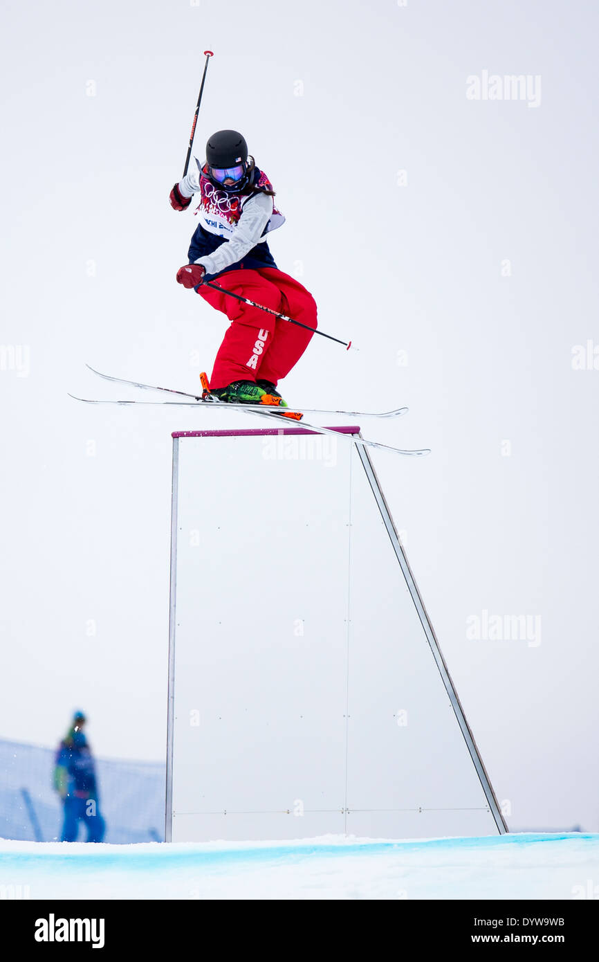 Devin Logan (USA) competing in the Ladies' Ski Slopestyle at the ...