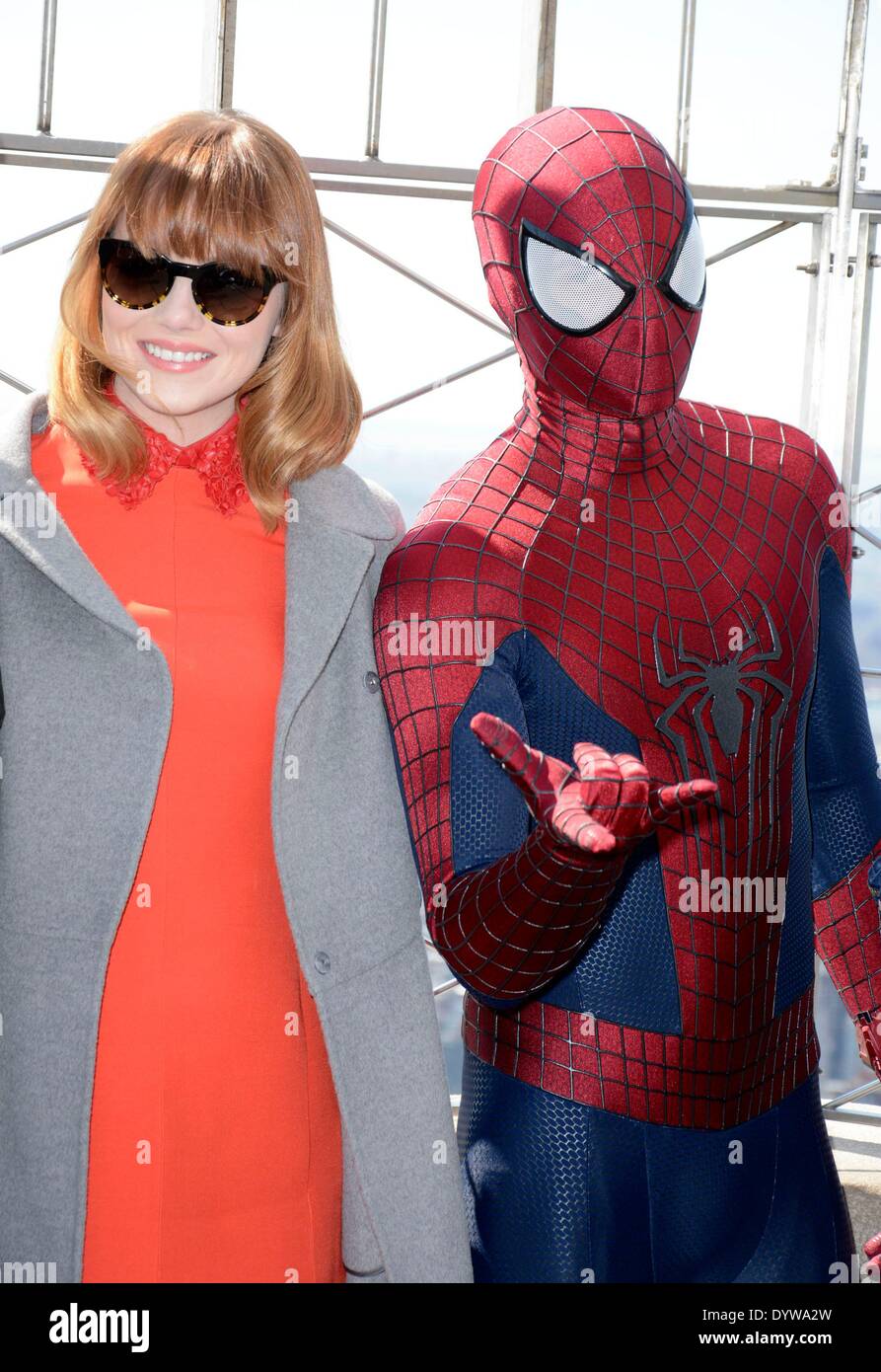 New York, NY, USA. 25th Apr, 2014. Emma Stone, Spider-Man at a public ...