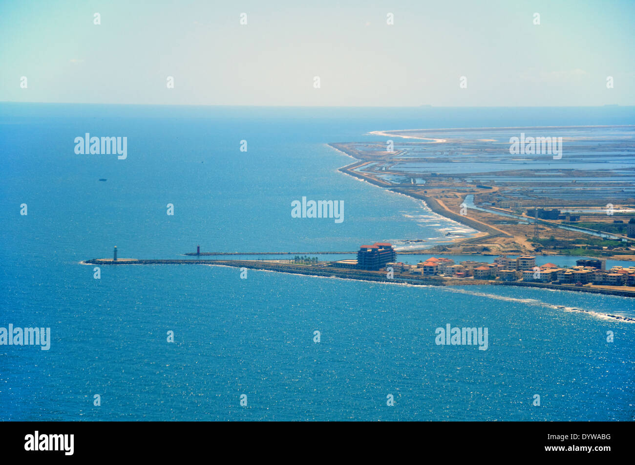 The mouth of the Nile at Damietta, Egypt where the fresh waters of the ...