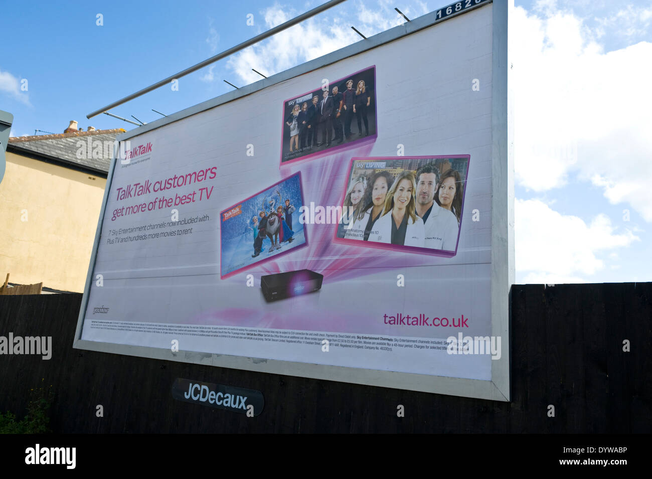 TalkTalk TV advertising billboard on JCDecaux roadside site in Newport ...
