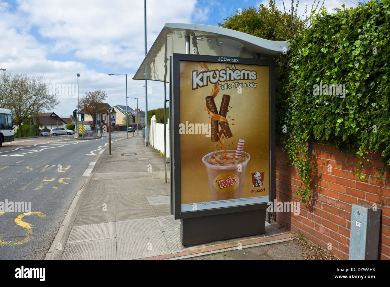 KFC Krushems with Twix advertising billboard on JCDecaux bus shelter ...
