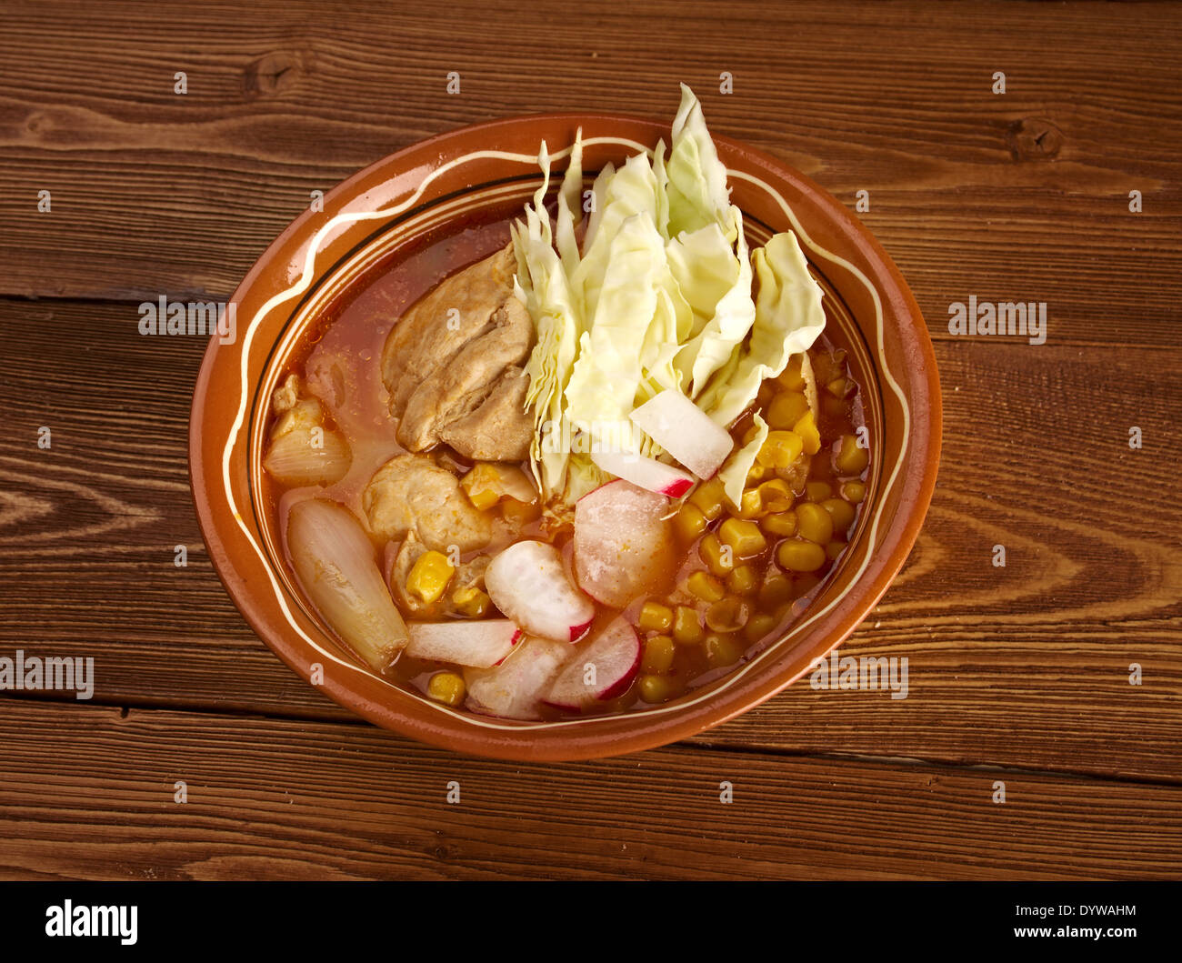 pozole - traditional pre-Columbian soup or stew from Mexico Stock Photo ...
