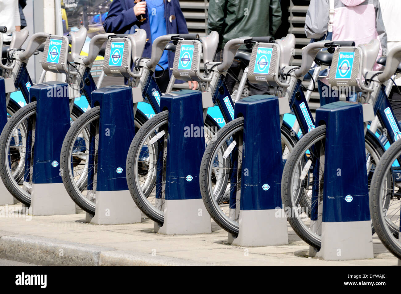 London, England, UK. Boris Bikes - Barclays hire cycles. Docking ...