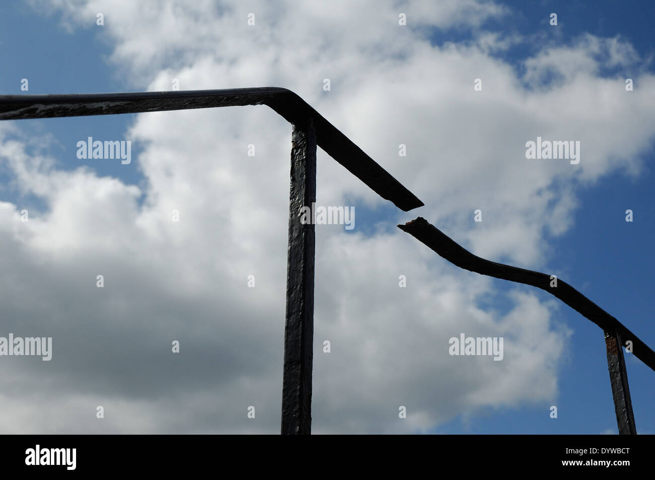 Broken iron fence on top of medieval wall, Southampton Stock Photo - Alamy