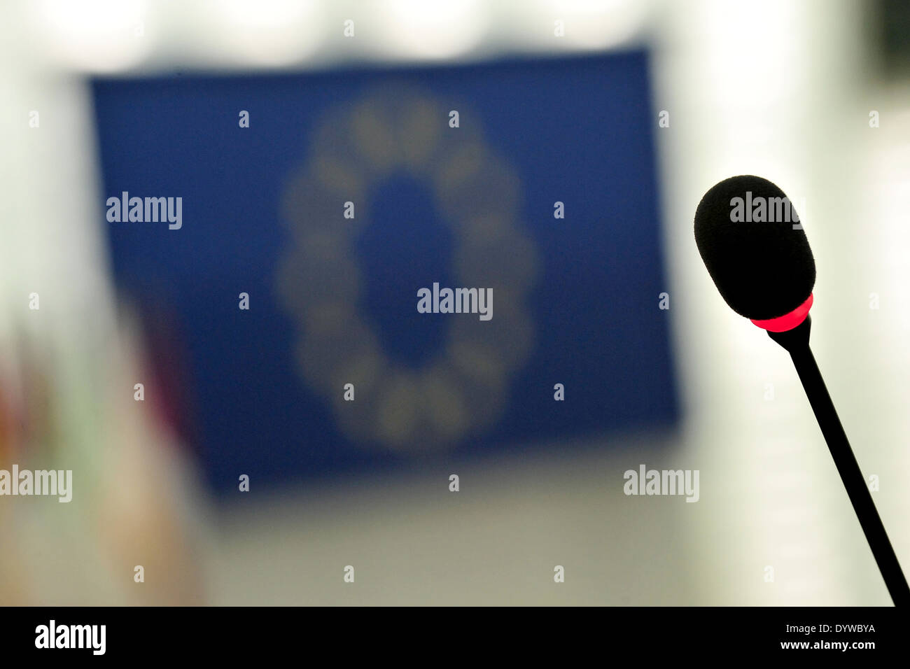 Strasbourg, France, in the European Parliament microphone Stock Photo ...