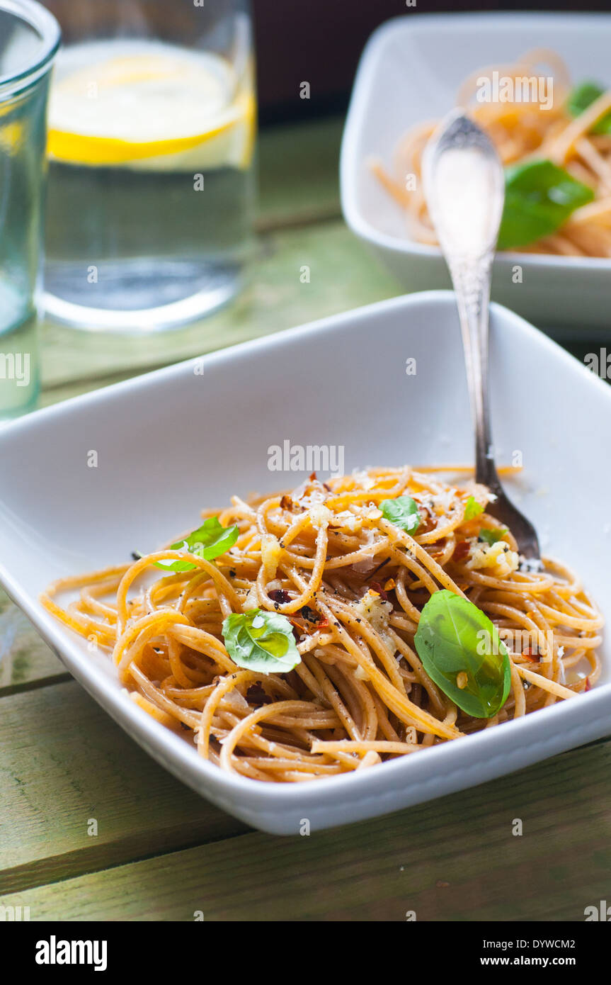 Poznan, Poland, spaghetti with garlic and oil Stock Photo - Alamy