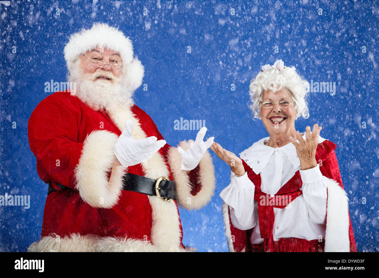 color, horizontal image of the real santa and mrs claus outside in the ...