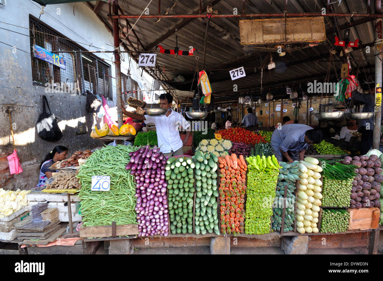 Fruit and vegetable stall in Kandy Central Market, Sri Lanka Stock ...