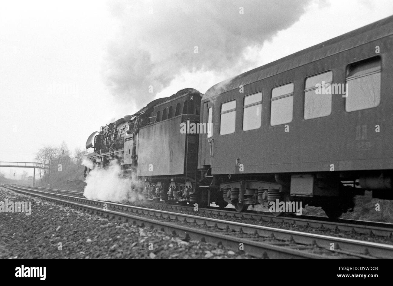 Berlin, DDR, steam locomotive with freight train on tracks Stock Photo ...