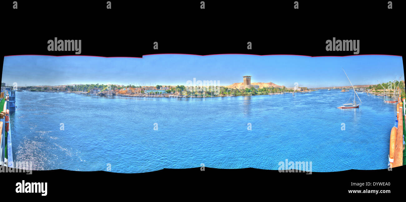 The Nile River at Aswan, with cruise boats Stock Photo - Alamy