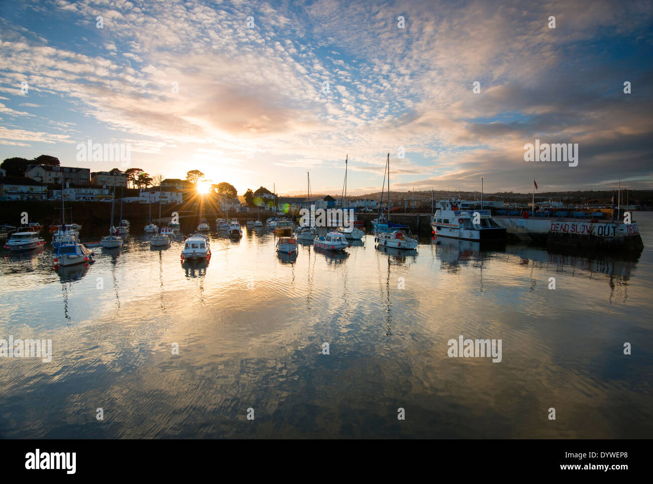 Dusk in the Harbour at Paignton, Devon England UK Stock Photo - Alamy