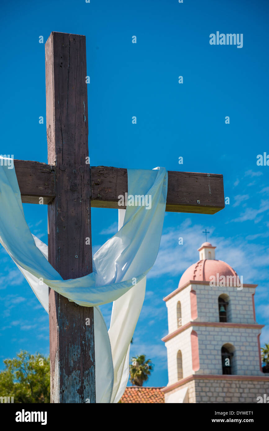 Santa barbara mission cross california hi-res stock photography and ...