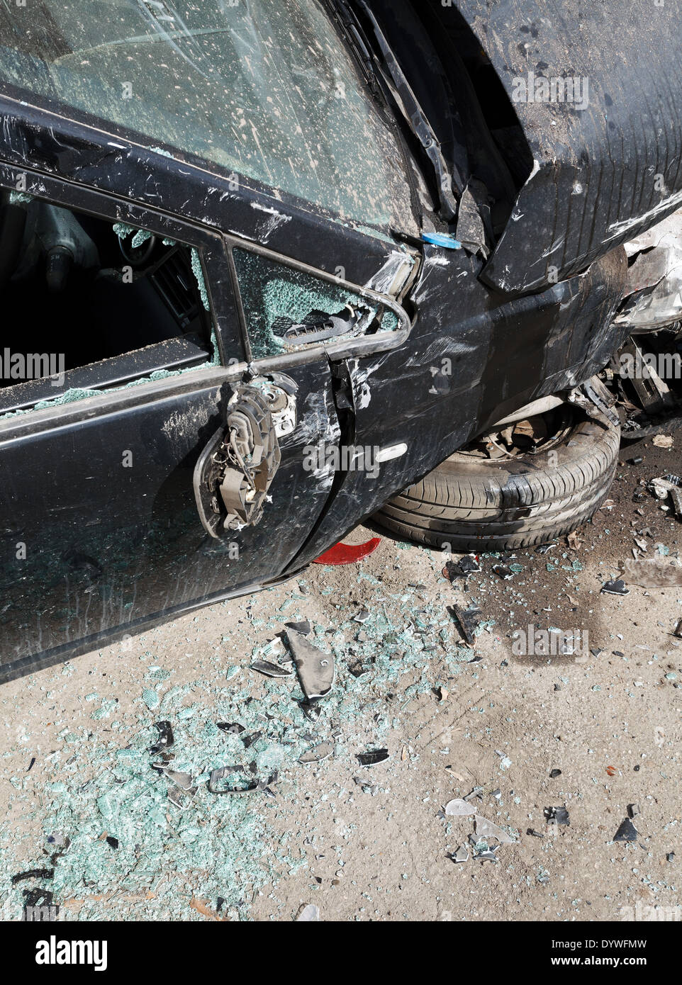 car crashed during road accident on urban street Stock Photo - Alamy