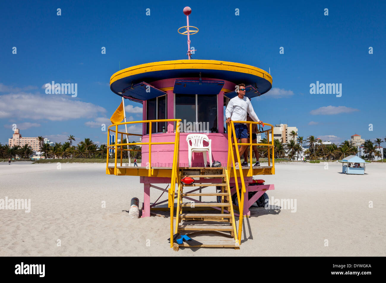 Art Deco Lifeguard Tower, South Beach, Miami, Florida, USA Stock Photo ...