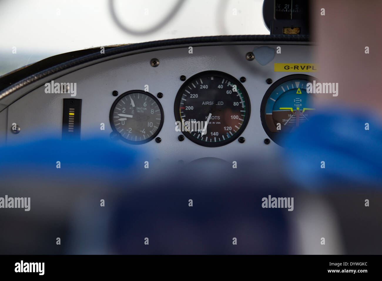 The gauges from within a light aircraft whilst flying Stock Photo - Alamy