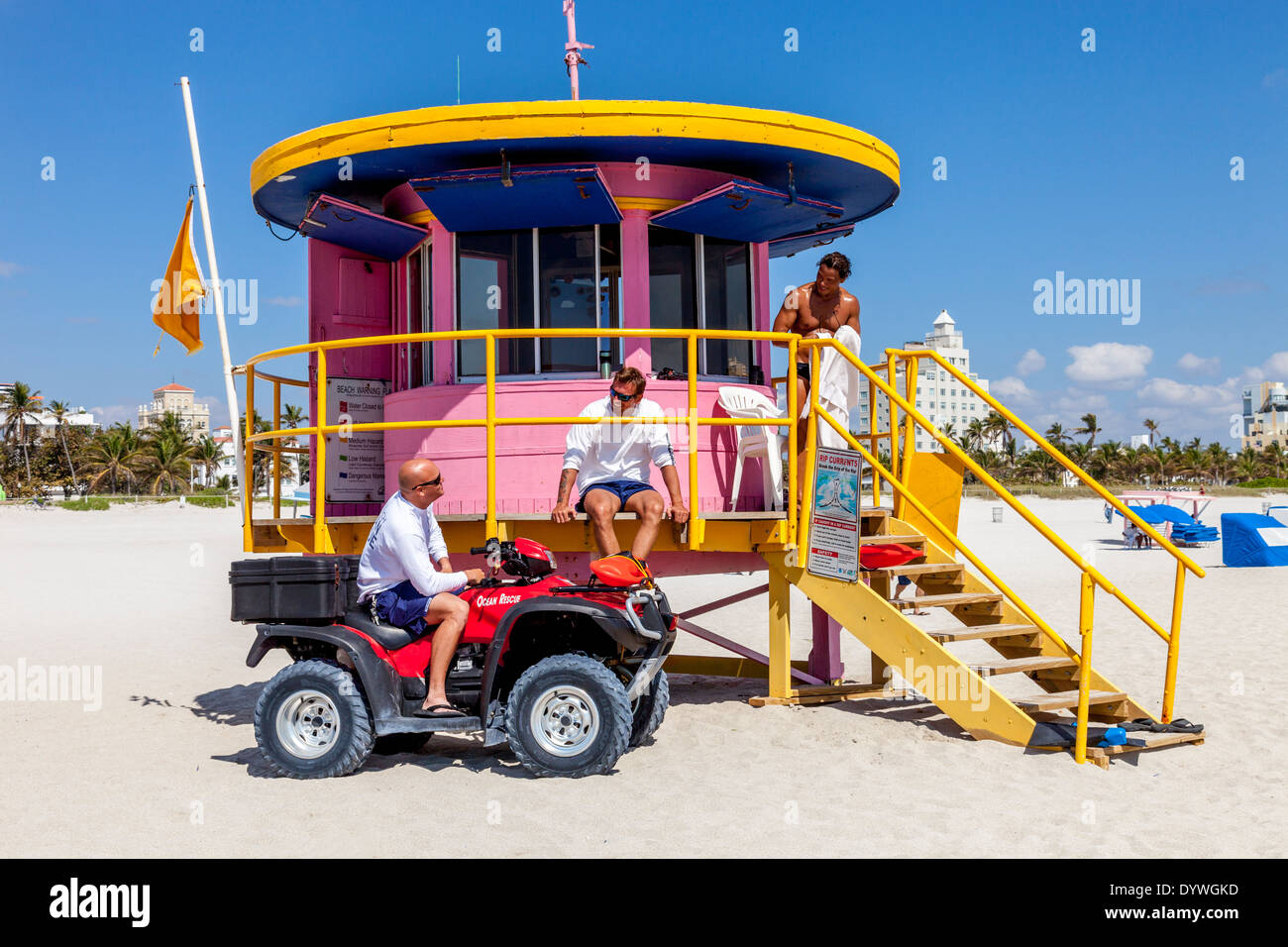 Art Deco Lifeguard Tower, South Beach, Miami, Florida, USA Stock Photo ...