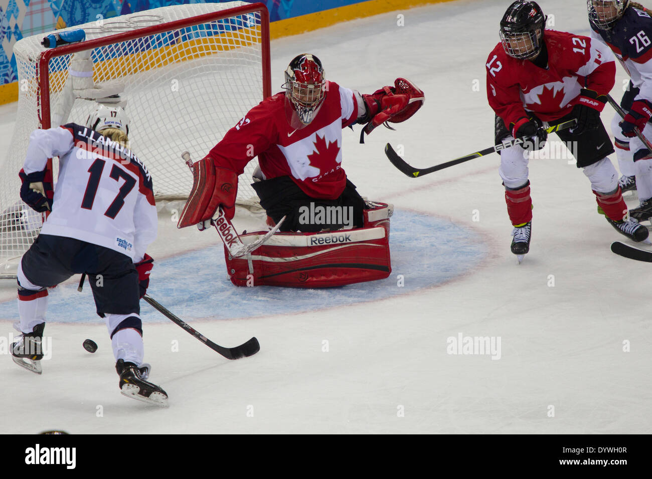 Charline Labonte Canadian goalie, USA-Canada Women's Ice Hockey at the ...