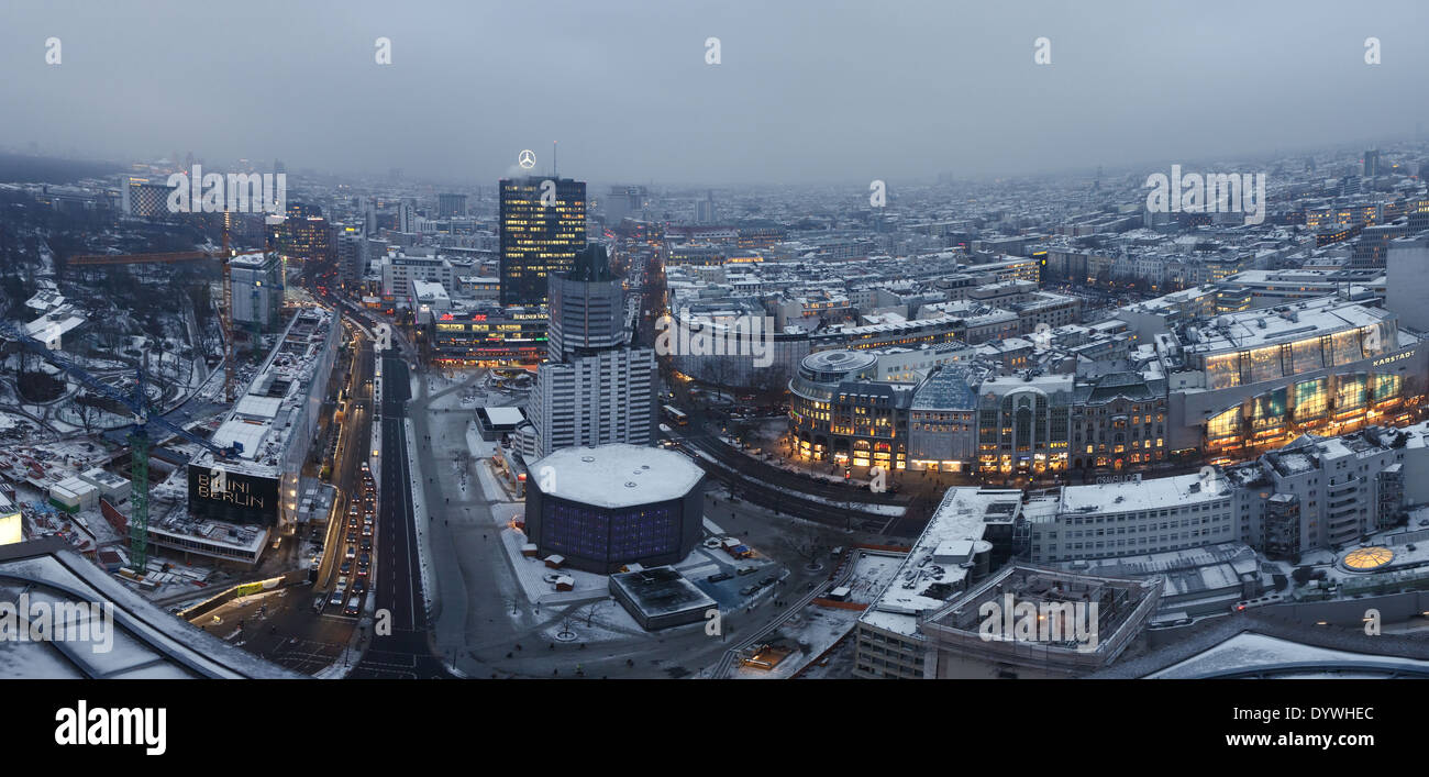 Berlin, Germany, overlooking the Breitscheidplatz at dusk Stock Photo ...