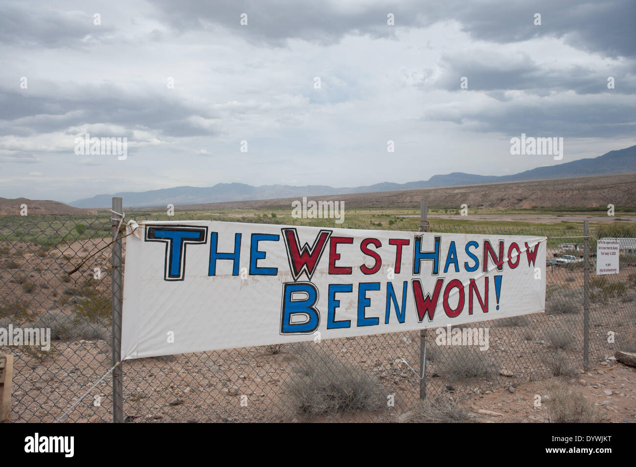 Bunkerville, Nevada, USA. 25th Apr, 2014. A sign proclaims victory over ...