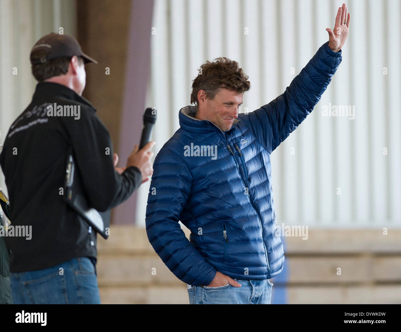 Lexington, MD, USA. 25th Apr, 2014. April 25, 2014: Boyd Martin waves ...