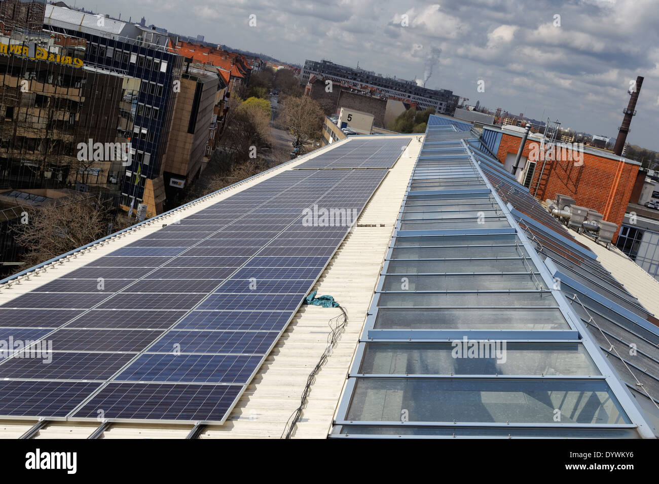 Berlin, Germany, photovoltaic system on the roof of the GSG- property ...