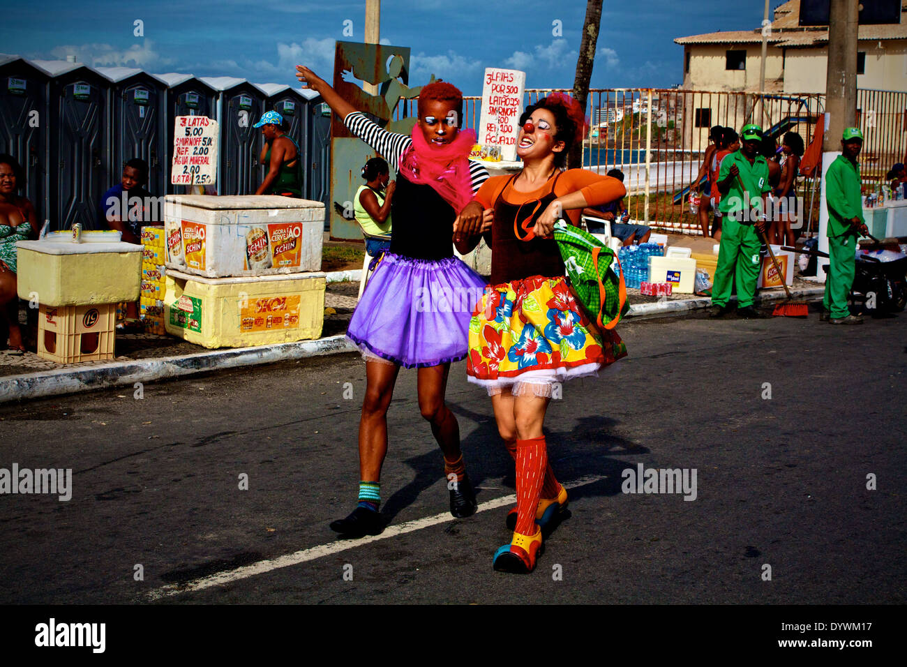 Two ballerinas play in the streets. Salvador, Bahia, Brazil Stock Photo ...