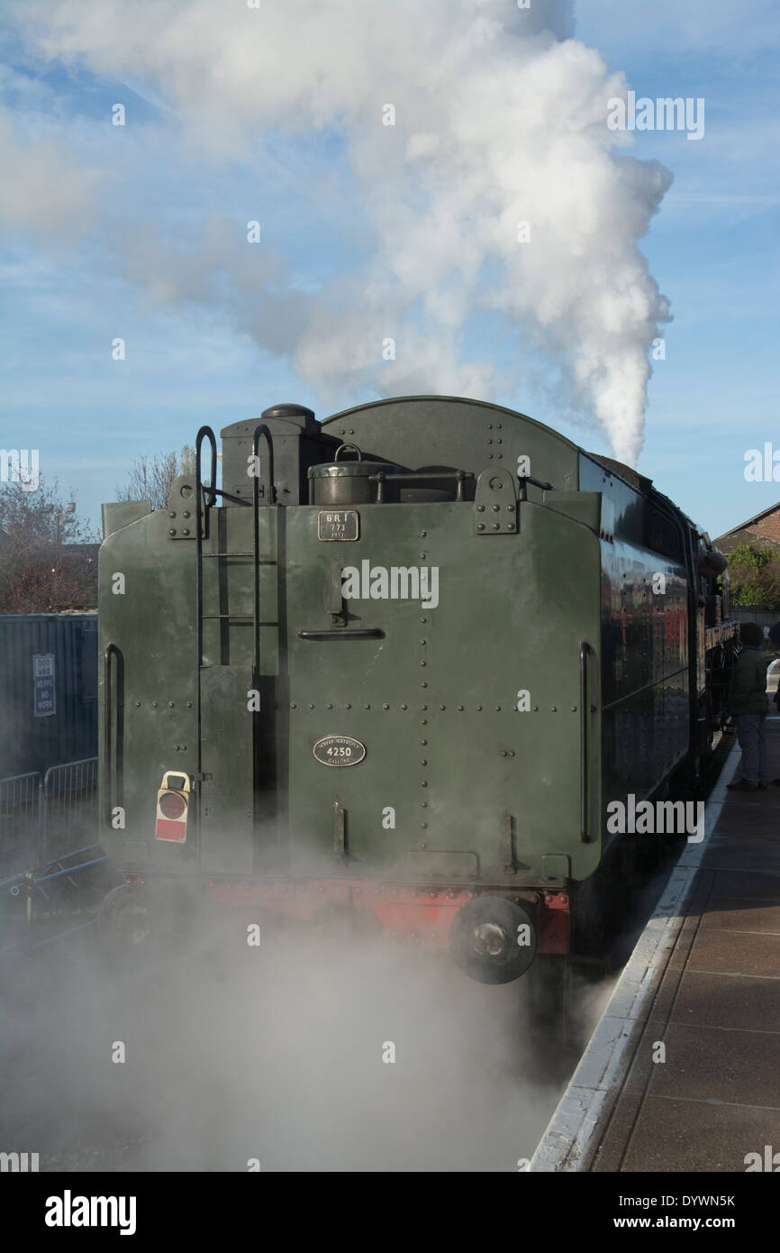 Steam engine "Oliver Cromwell" and train at Hereford station Stock ...
