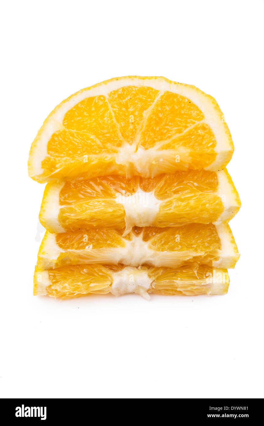stack slices of orange on a white background Stock Photo - Alamy