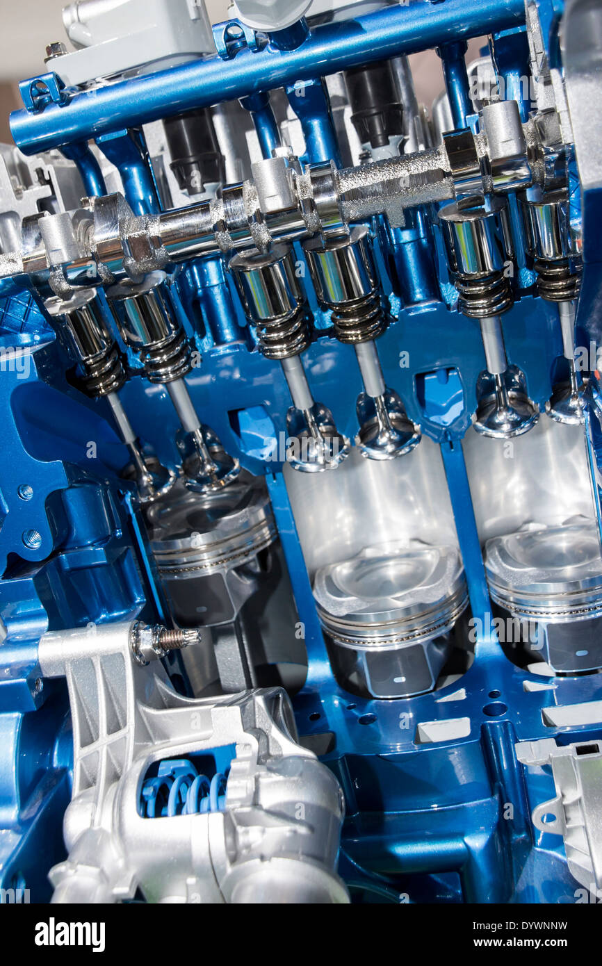 Complex engine of modern car interior view Stock Photo - Alamy