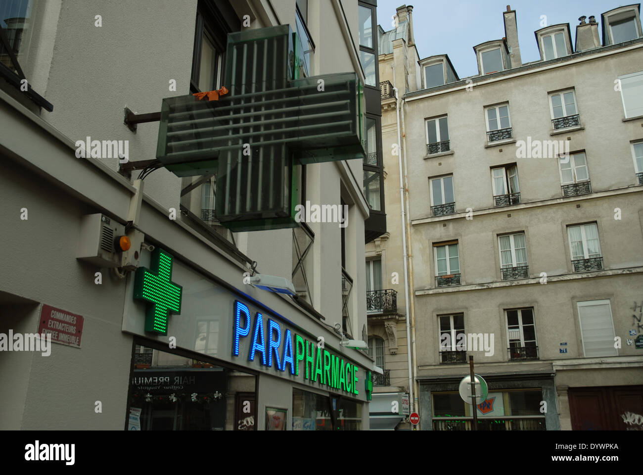 Pharmacy sign, Paris, France Stock Photo - Alamy