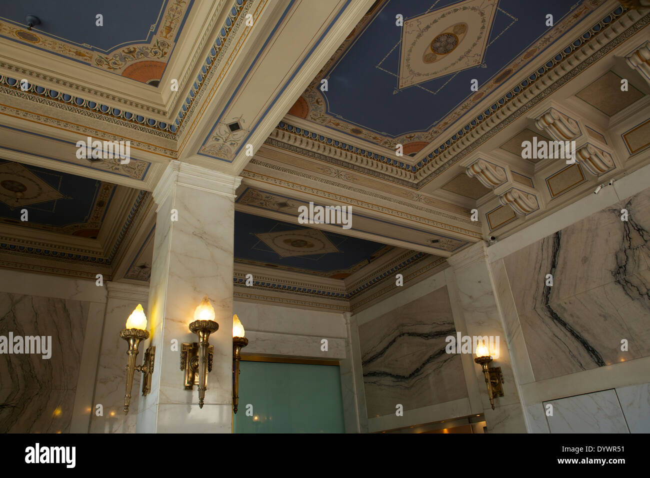 Interior ground floor lobby of the Daniels & Fisher (D&F) Tower ...