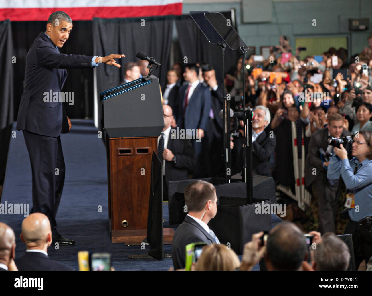 US President Barack Obama waves before speaking to troops and their ...