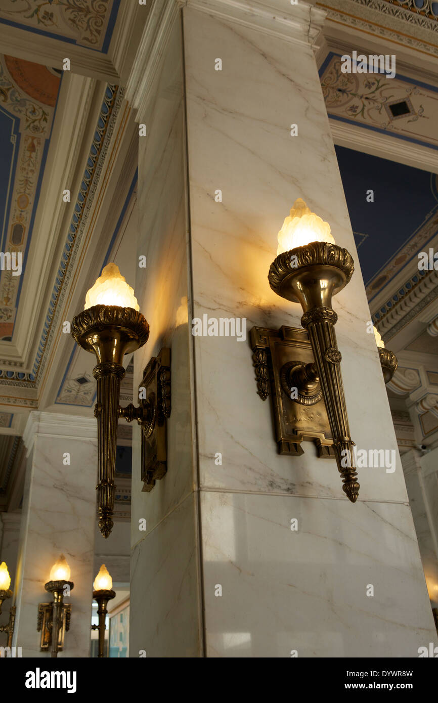 Interior ground floor lobby of the Daniels & Fisher (D&F) Tower ...