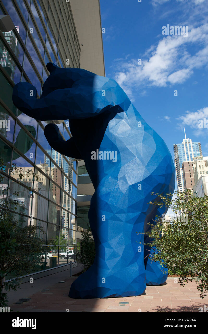 40-foot high sculpture of a blue bear made from steel and fibreglass ...