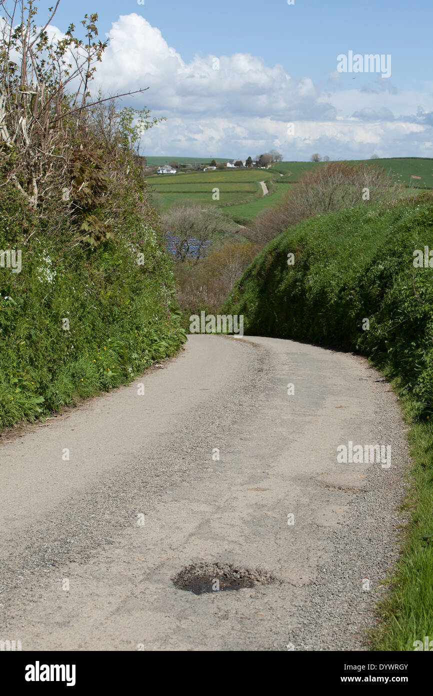 Hole in a Country Lane near the village of Lerryn in Cornwall, on a ...