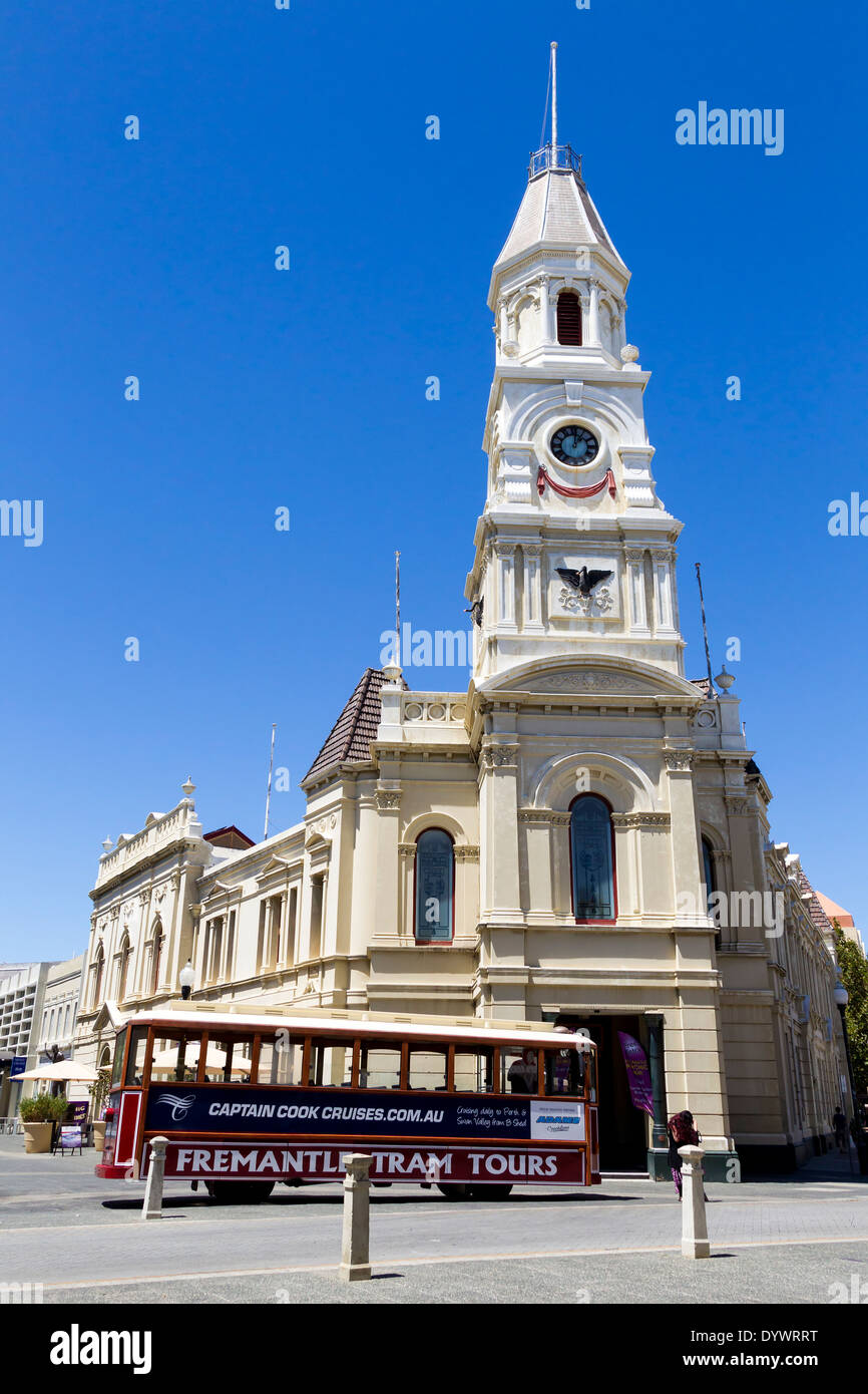 Fremantle tram tours going passed the Historic Town Hall, which was ...
