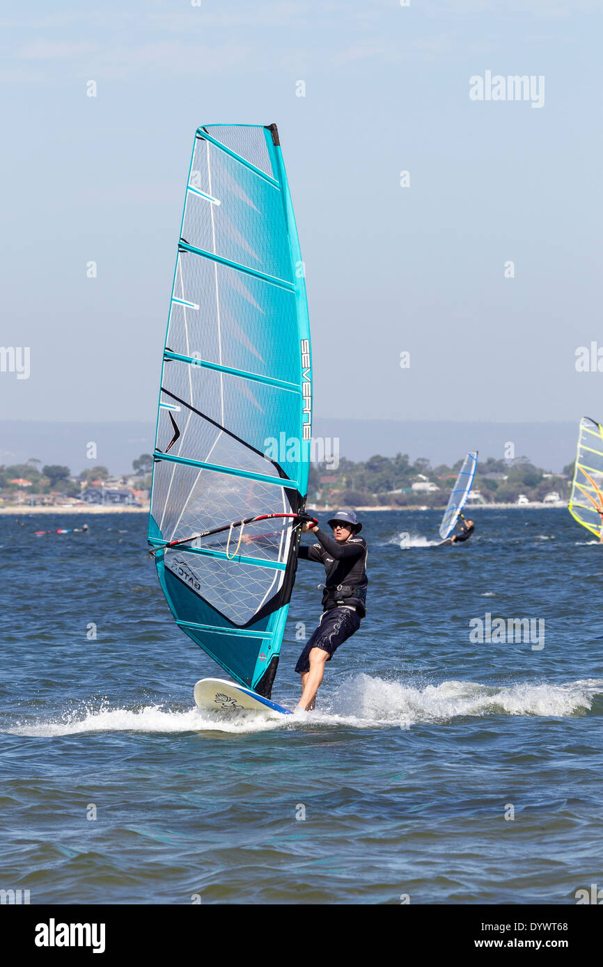 Kite and Wind Surfing at Pelican Point Perth Western Australia Stock ...