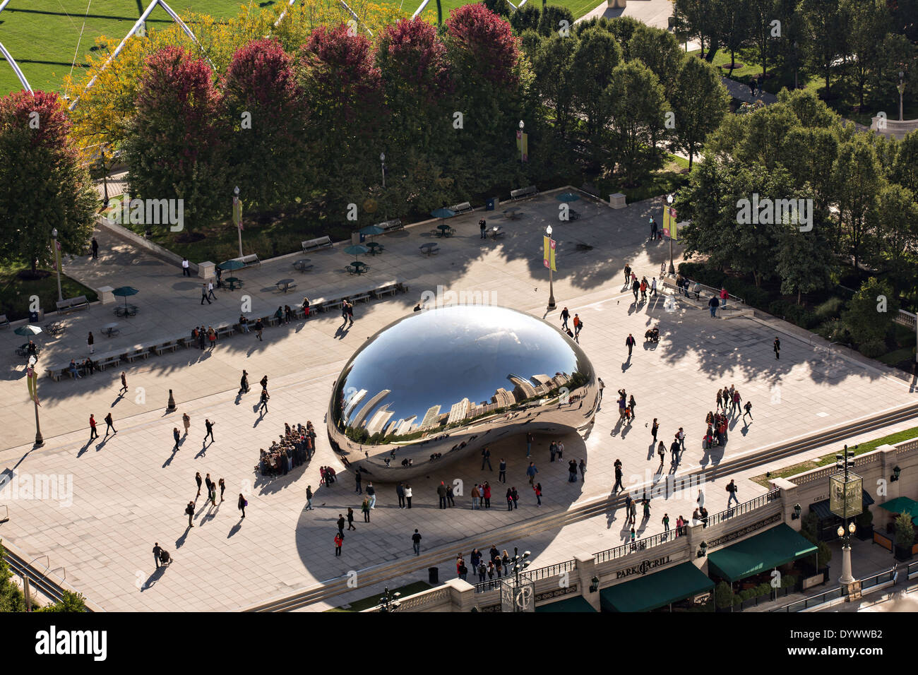 Cloud Gate Sculpture or The Bean in Millennium Park from above in ...