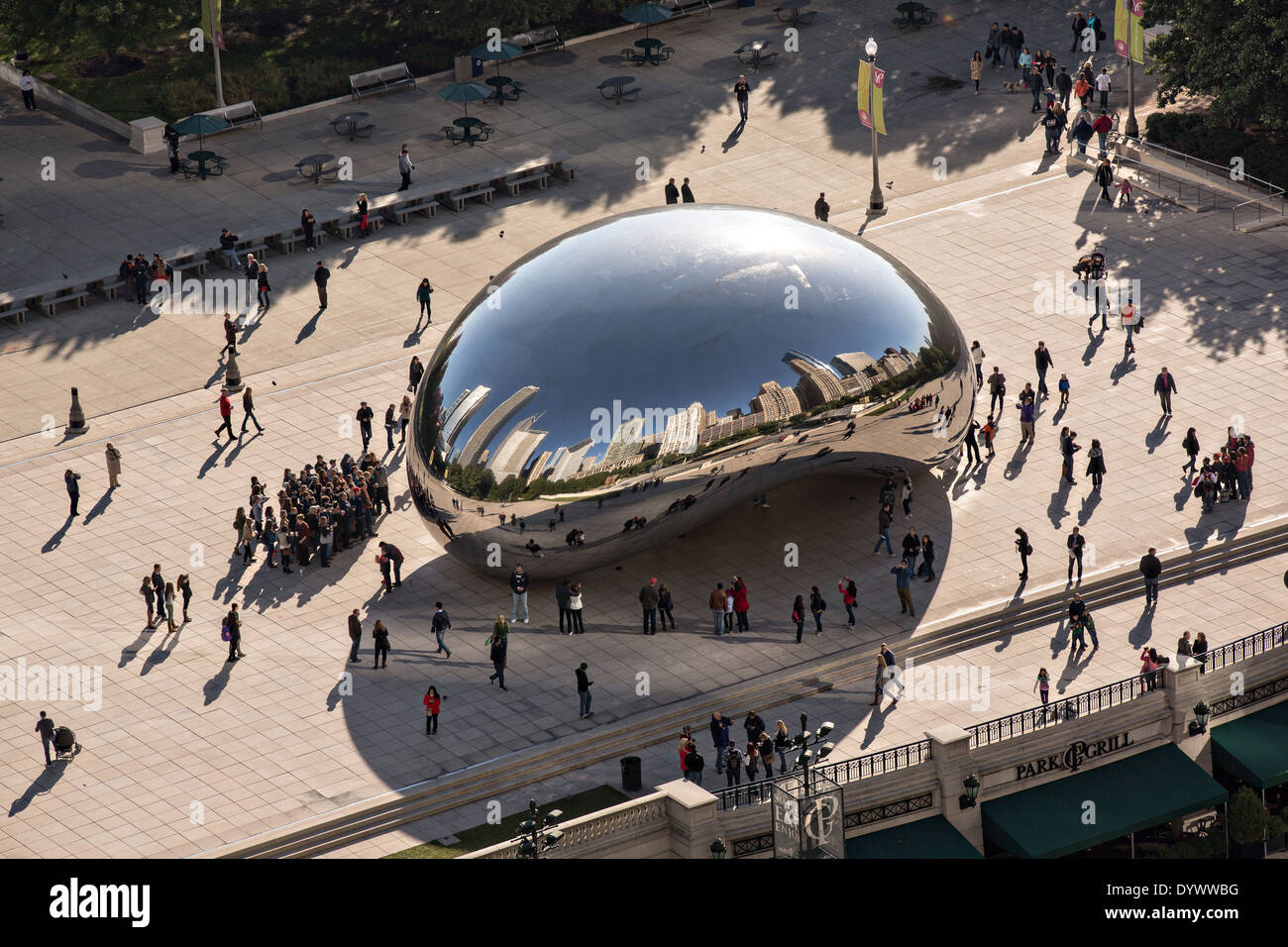 Cloud Gate Sculpture or The Bean in Millennium Park from above in ...