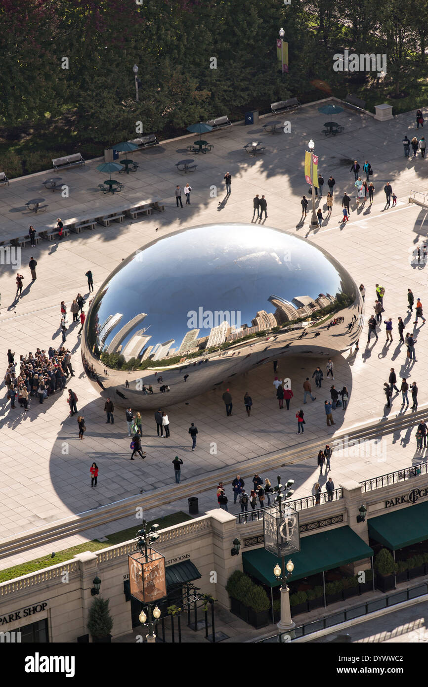 Cloud Gate Sculpture or The Bean in Millennium Park from above in ...