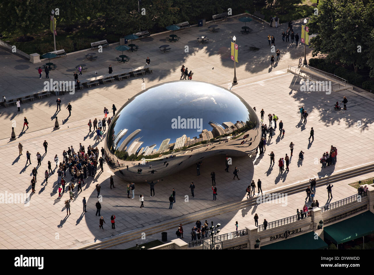 Cloud Gate Sculpture or The Bean in Millennium Park from above in ...